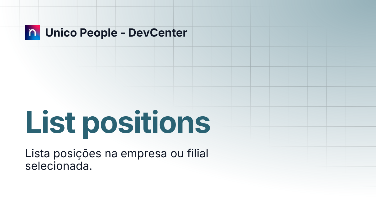 List positions | Unico People - DevCenter